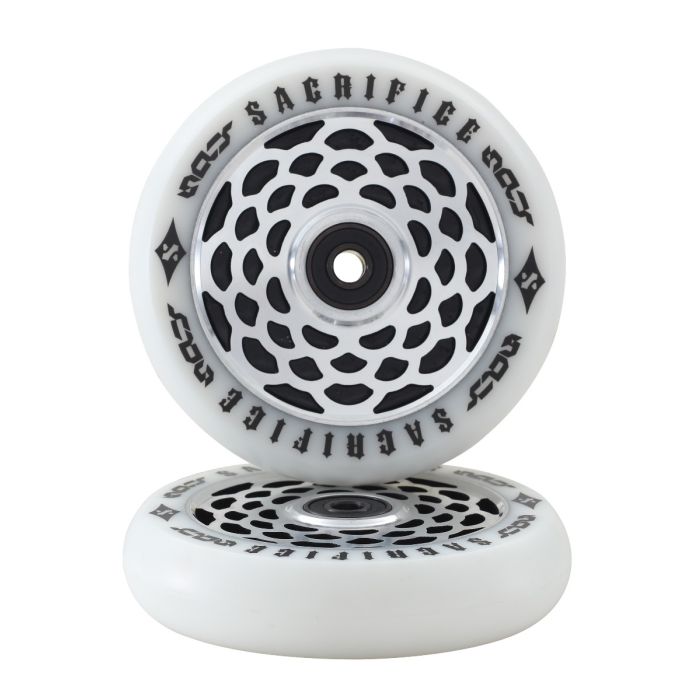 Sacrifice SPY Wheels 110mm - WHITE/BLACK (Pair) - scooterPRO